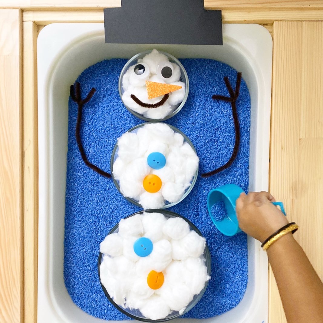 Snowman Sensory Bin - Fun In Cocoon