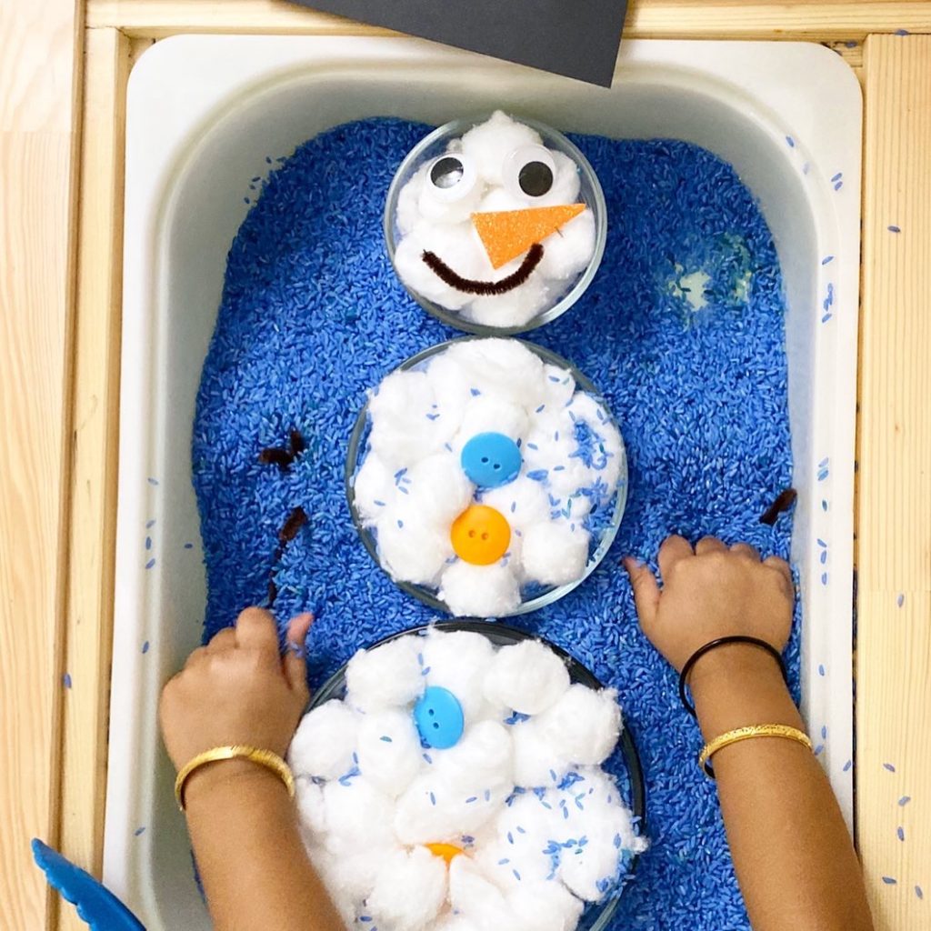 Snowman Sensory Bin - Fun In Cocoon